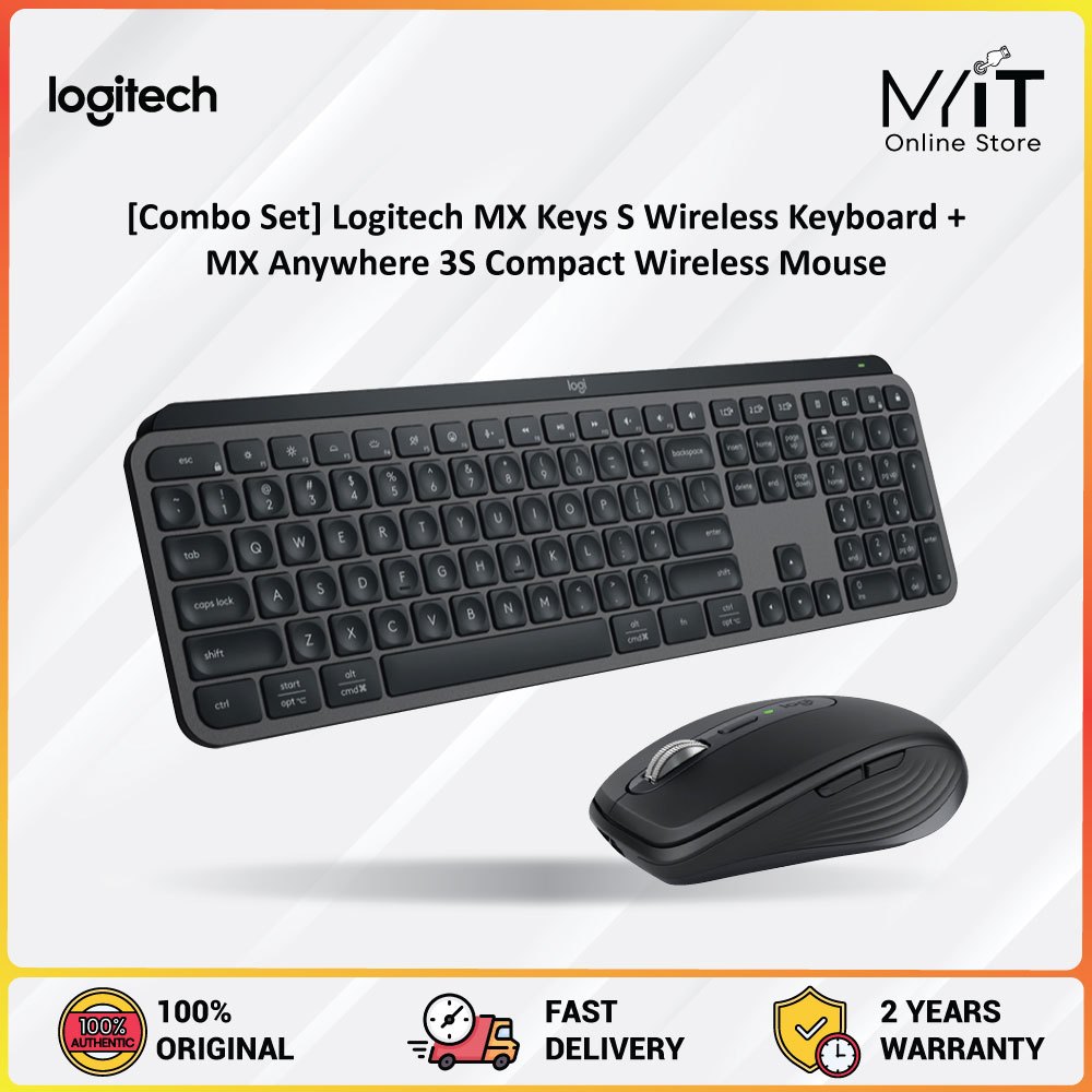 [Combo Set] Logitech MX Keys S Wireless Keyboard + MX Anywhere 3S Compact Wireless Mouse ...