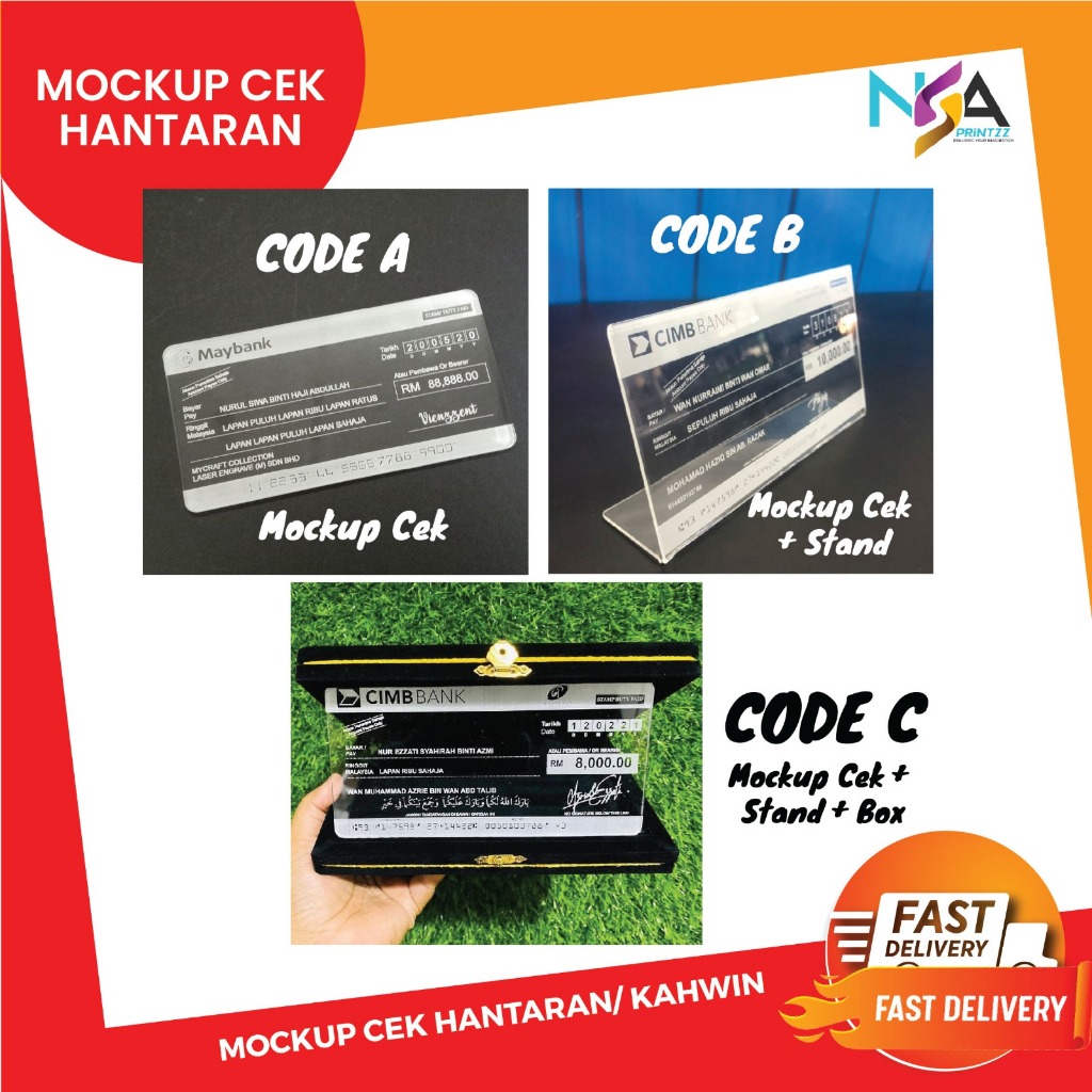 Plate Mock Up Cheque Stand Gubahan Duit Mas Kahwin Hibah Plat Replika ...