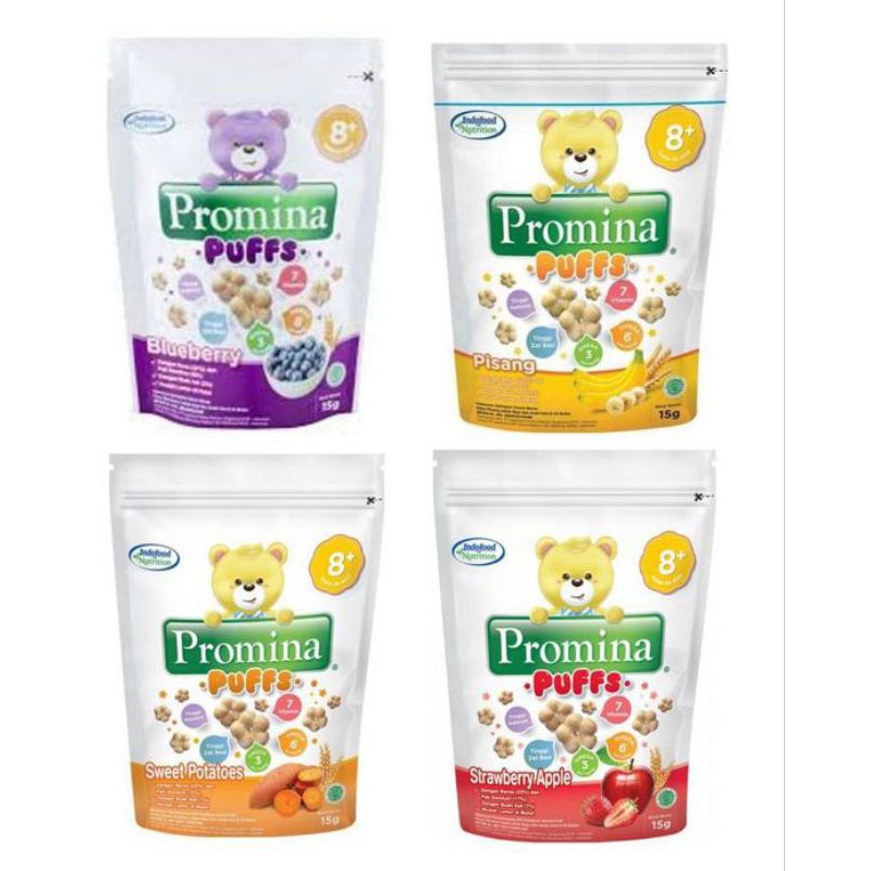 BABY FOODS PROMINA PUFFS 15g /pack ( Banana/ Blueberry/ Strawberry ...