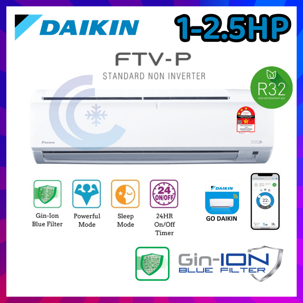 Daikin R32 Air Conditioner (FTV-PB) 1HP - 2.5HP FTV28PB FTV28PBV1MF FTV35PBV1MF FTV50PBV1MF ...