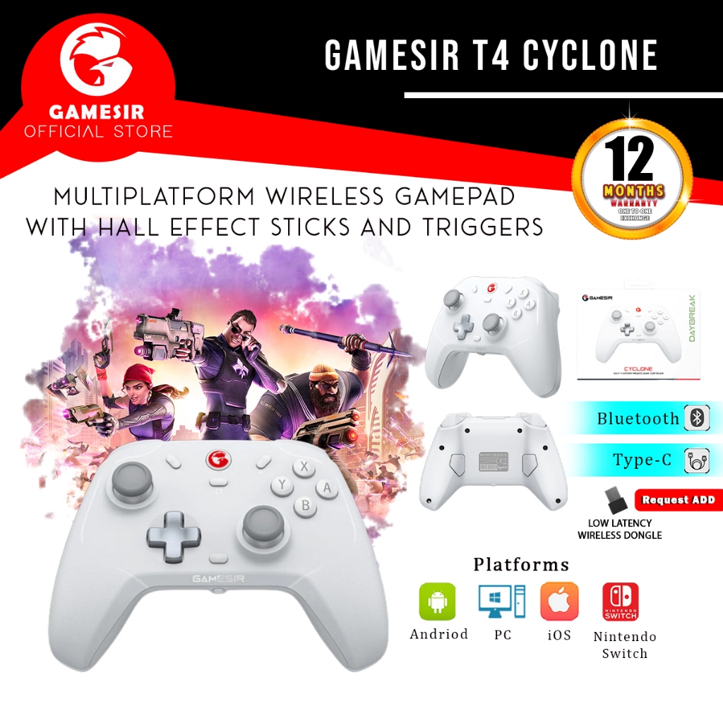 GameSir T4 Cyclone Multiplatform Wireless Gamepad with Hall Effect ...