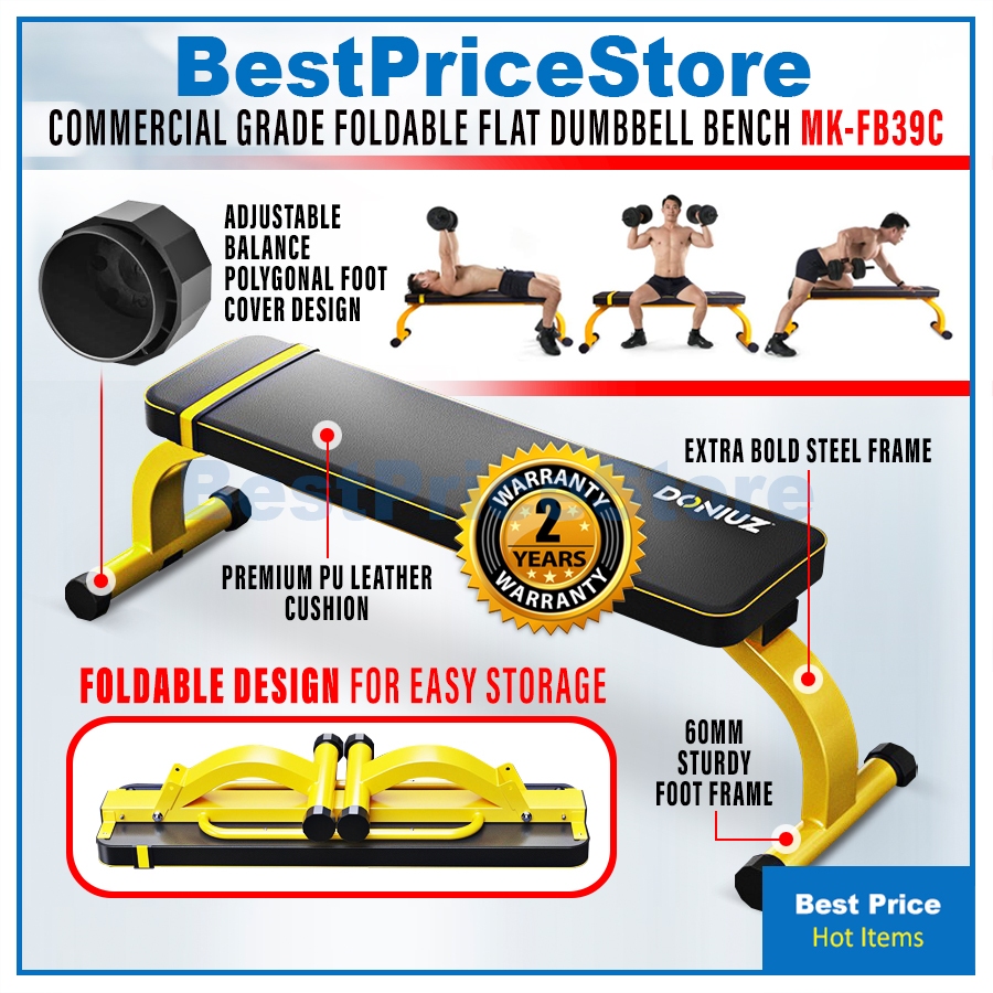 BPS Foldable Dumbbell Barbell Flat Bench 1Yr Warranty Dumbbell Bench ...