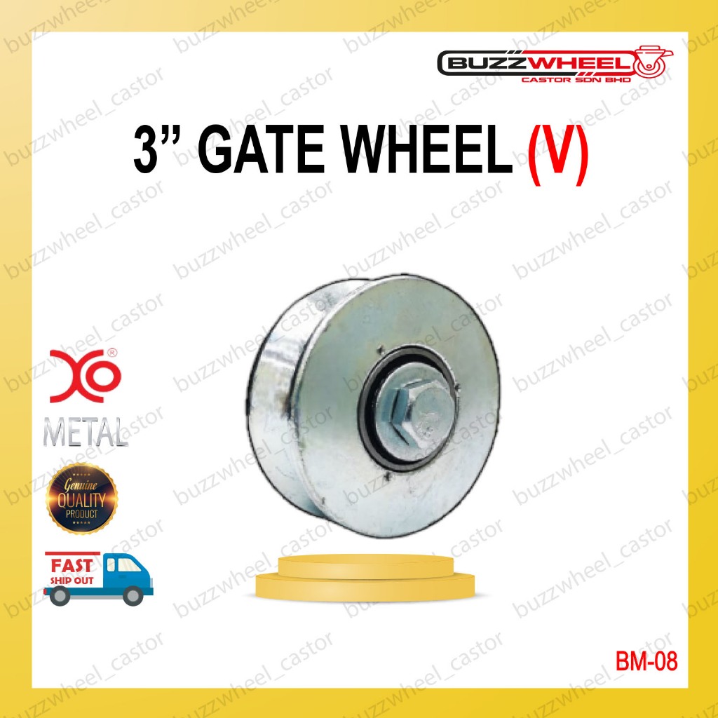 3" BM-08 (75MM X 23MM V-GROOVE) METAL NON-CAP SLIDING GATE ROLLER/ WHEEL/ RODA PAGAR BESI ...