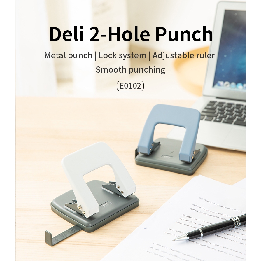 Deli 2-Hole XL Paper Puncher Punch Besar (6mm x 80mm/max. 20 Sheets x ...