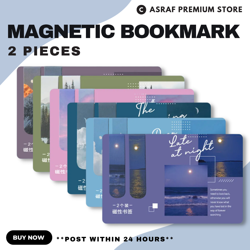 [Post 24H] 2 PCS Magnetic Bookmark Misty Clouds Forest Landscape ...
