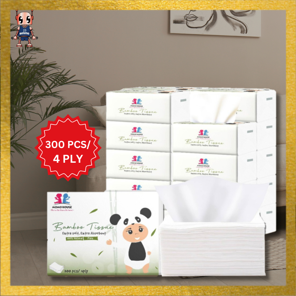 Bamboo Tissue Soft Facial Tisu Paper 75 Pulls x 4 Ply = 300pcs Per Pack ...