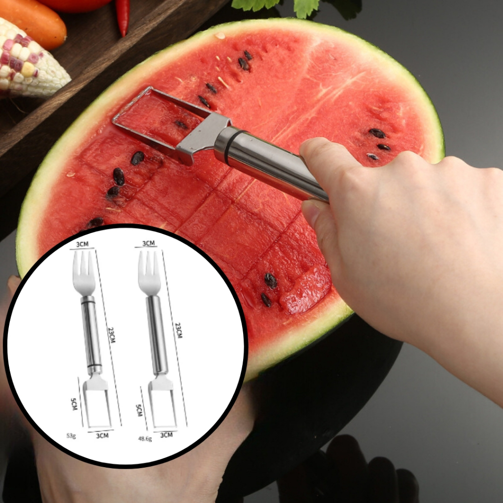 Watermelon Cutter Cutting Tool Slicer Scoop Cuber Fork Digger Stainless ...