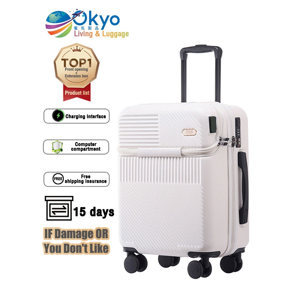 🔥Ready Stock🔥USB Rechargeable Luggage front opening combination ...