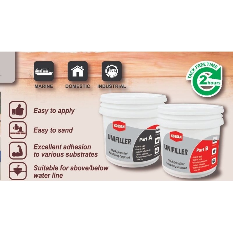 UNIFILLER 2-Epoxy Filler/Putty/Fairing Compound 0.8L(1.37KG) | Shopee ...