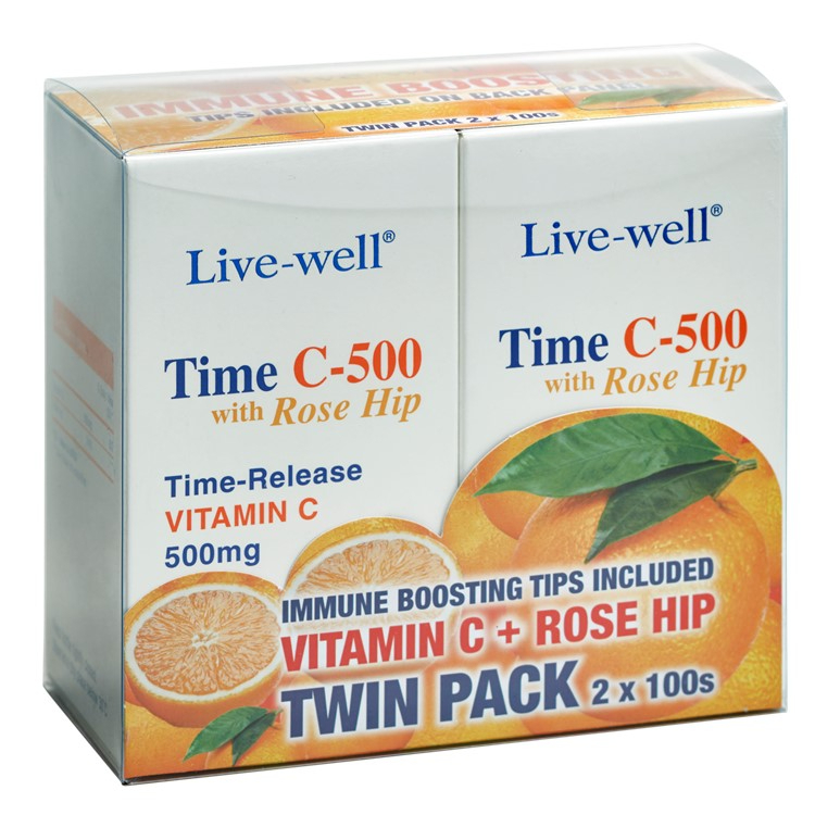 Live Well Time C-500 Vitamin C 500mg With Rose Hip (100s / 2 x 100s ...