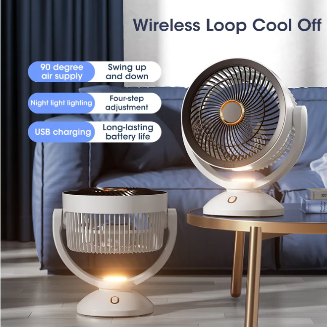 Night Light Reading Fan Air Circulation Rechargeable Mini Folding Fan ...