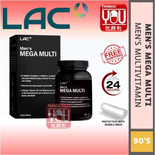 [YOUPHARMACY] EXP:01/2026 LAC MEN'S MEGA MULTI TIME-RELEASE 90 CAPLETS | Shopee Malaysia
