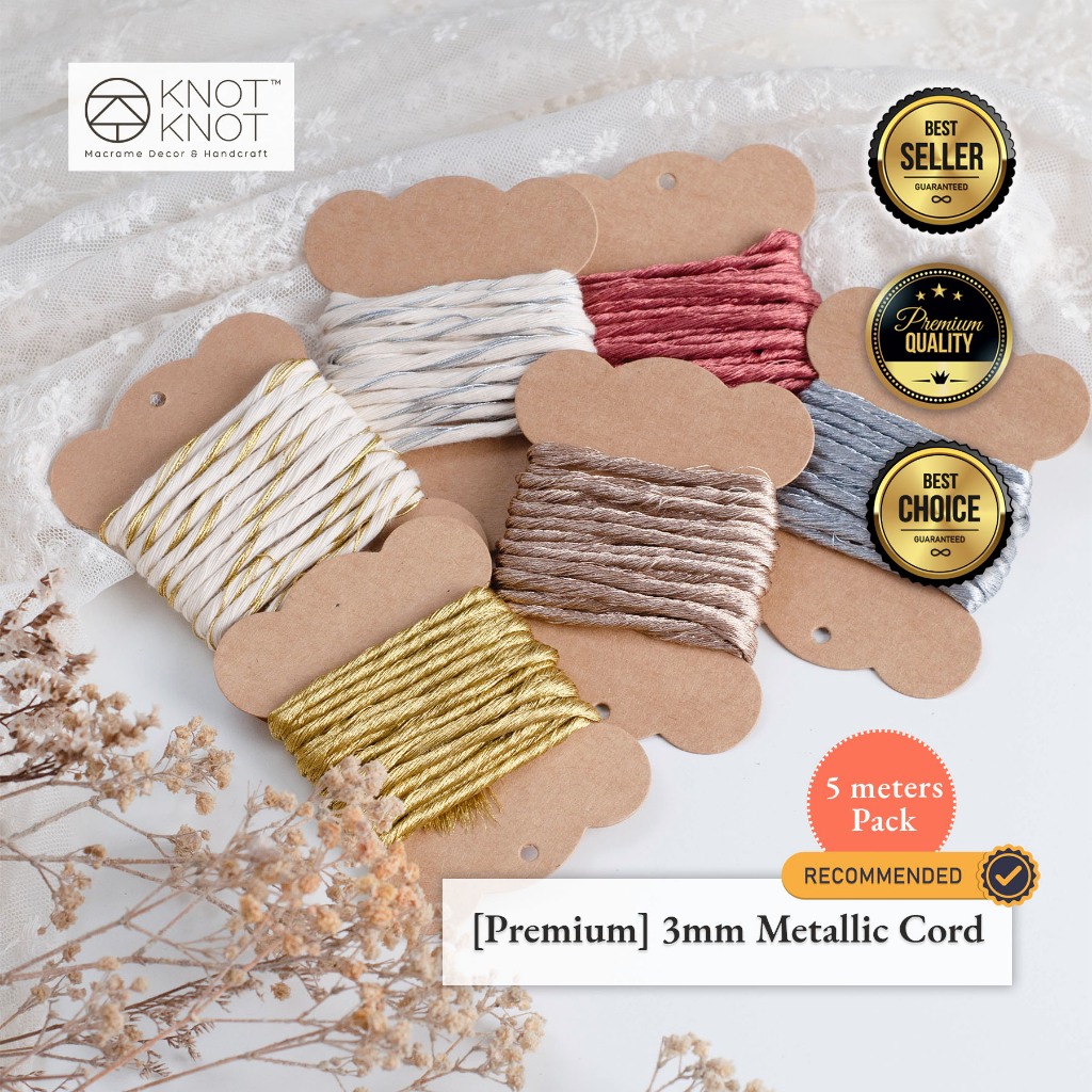 *5 meters pack*[Premium] Macrame 3mm Metallic Cord Rope DIY| Handmade ...