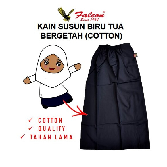 Kain Susun Sekolah Biru Tua Bergetah COTTON Tebal Jenama FALCON 368 ...