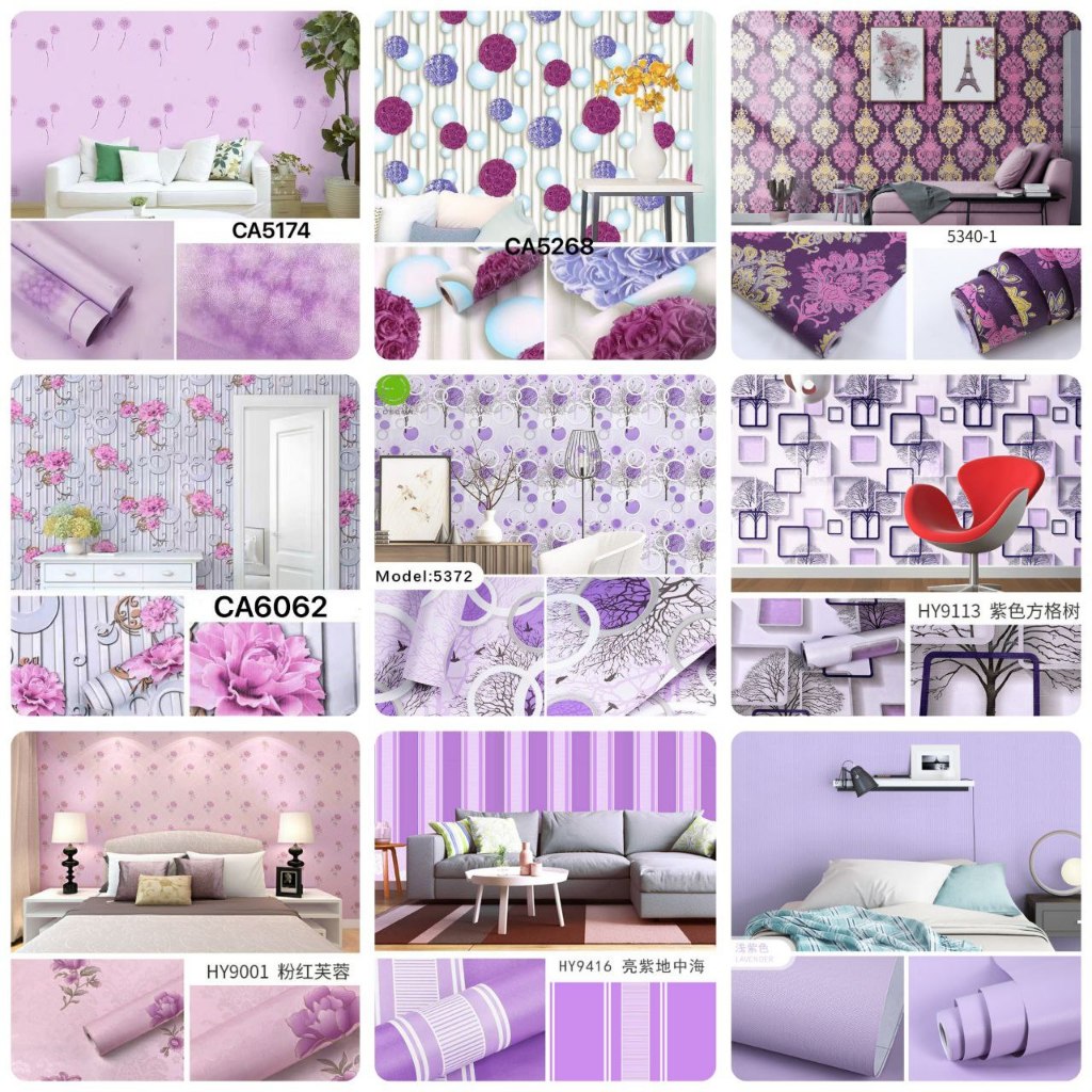Wallpaper Dinding Corak Purple Ungu Cantik Berkualiti | Shopee Malaysia