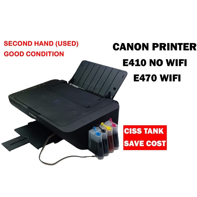 (SECOND HAND) CANON E410 / E470 3 IN 1 CISS EXTERNAL INK TANK PRINTER ...