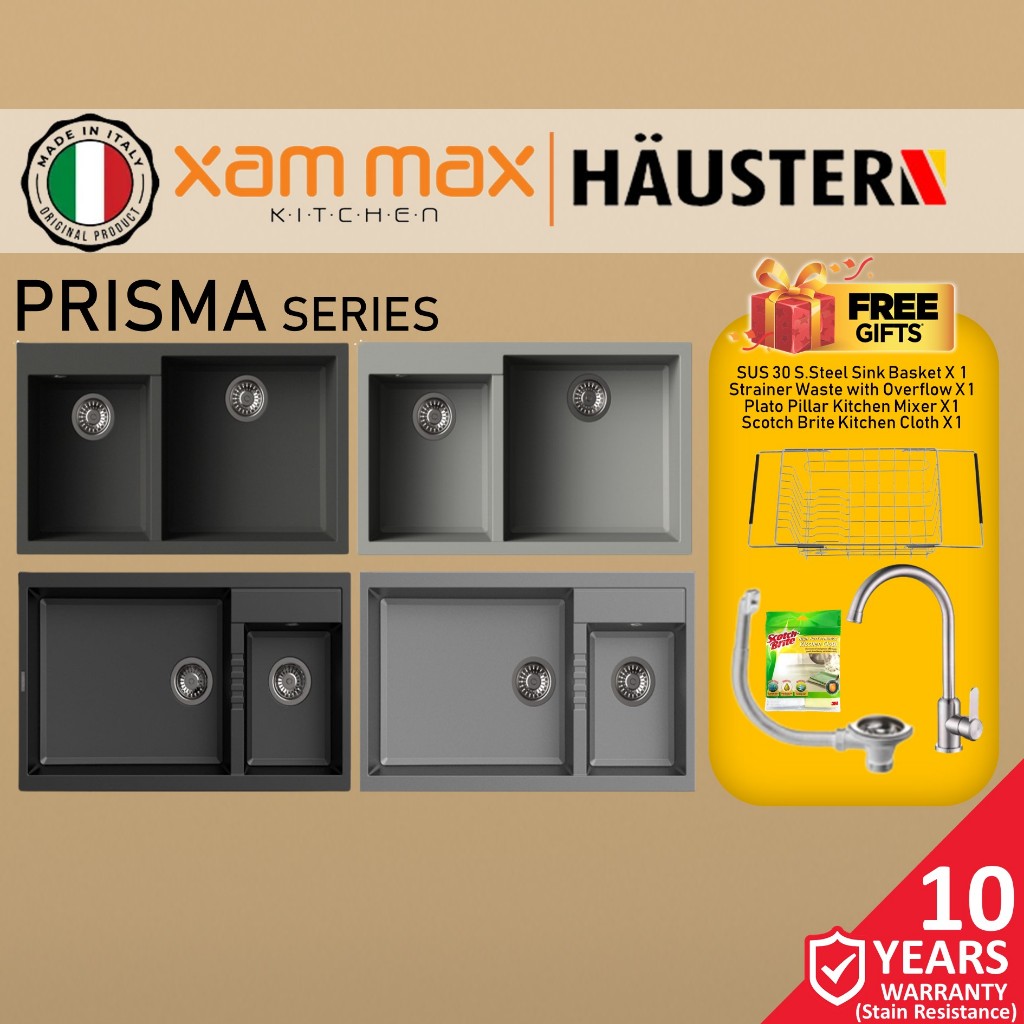 (ITALY)HAUSTERN PRISMA SERIES SUS 304 Stainlees Steel Undermount Double ...