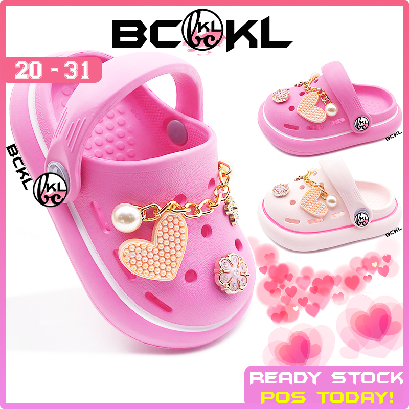BCKL 】Baby & Girls Lovely Charms Cartoon Clog Shoes | Kids Fashion Shoes Slippers Cute Twins ...
