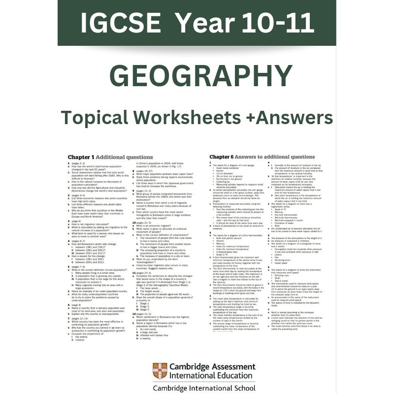 SC.74🌟Igcse Geography Worksheets🌟Year 10-11🌟 | Shopee Malaysia