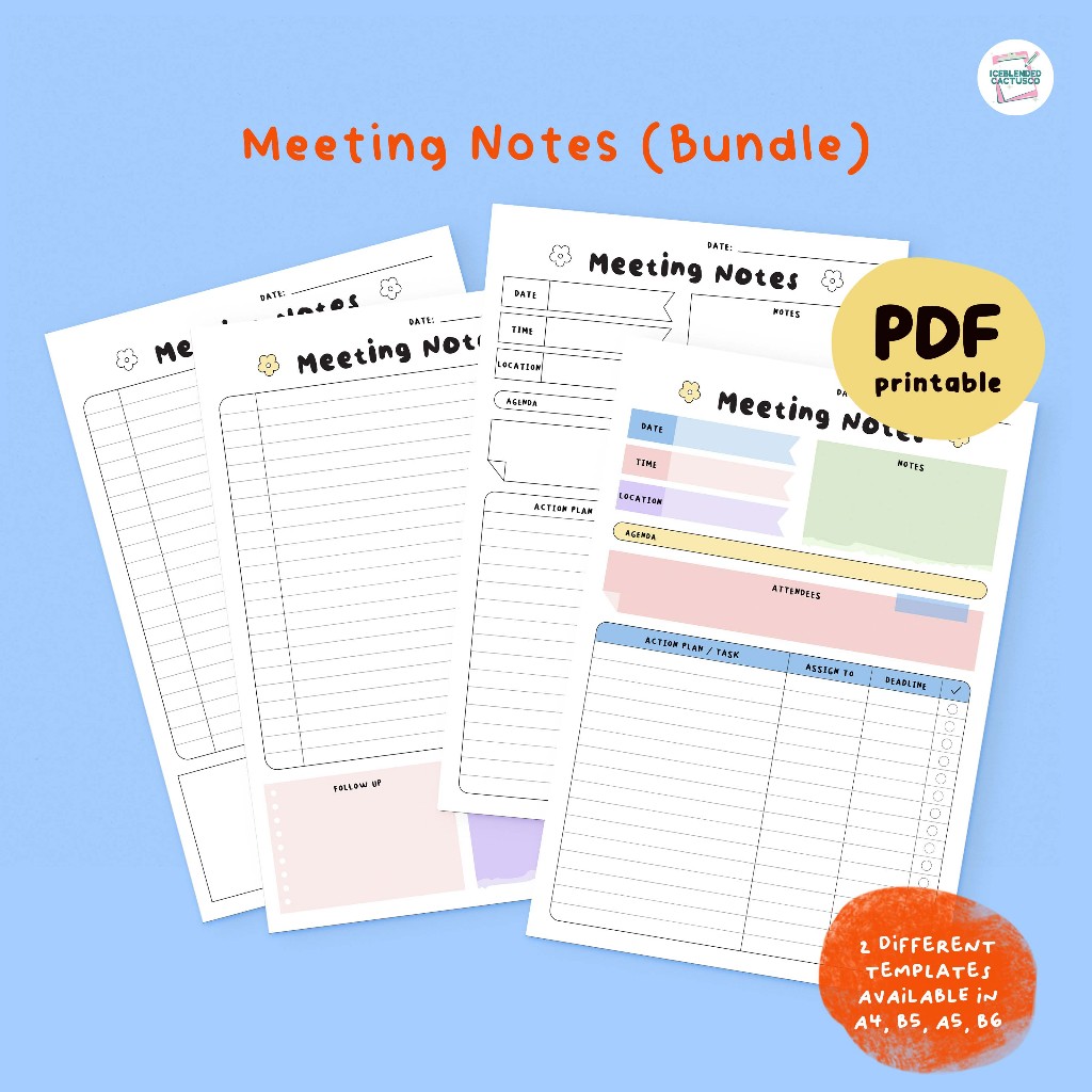 (Series B) Color/Colorless Meeting Notes (Undated) [Printable PDF] for ...