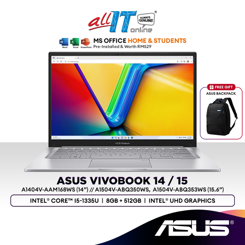 Asus Vivobook A1404V/ A1504V 14"/15.6" Laptop (Intel Core i5-1335U ...