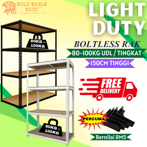 ⭐150cm Ketinggian⭐ Light Duty Boltless Rak Rak Besi Kedai Rak Rumah Rak ...