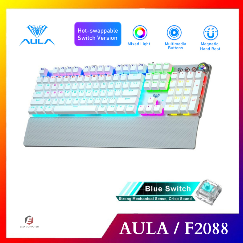 AULA F2088 True Mechanical Gaming Wired Keyboard wrist rest Multimedia ...