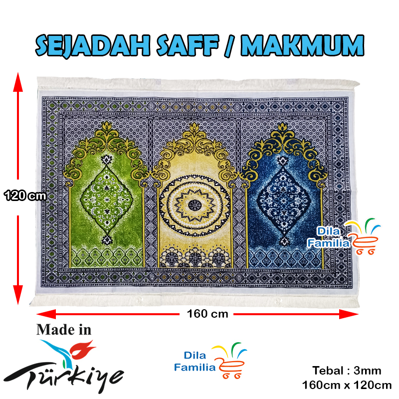 Sejadah Turki Saff Makmum Untuk Solat Jemaah 3 Orang Corak Abstrak ...
