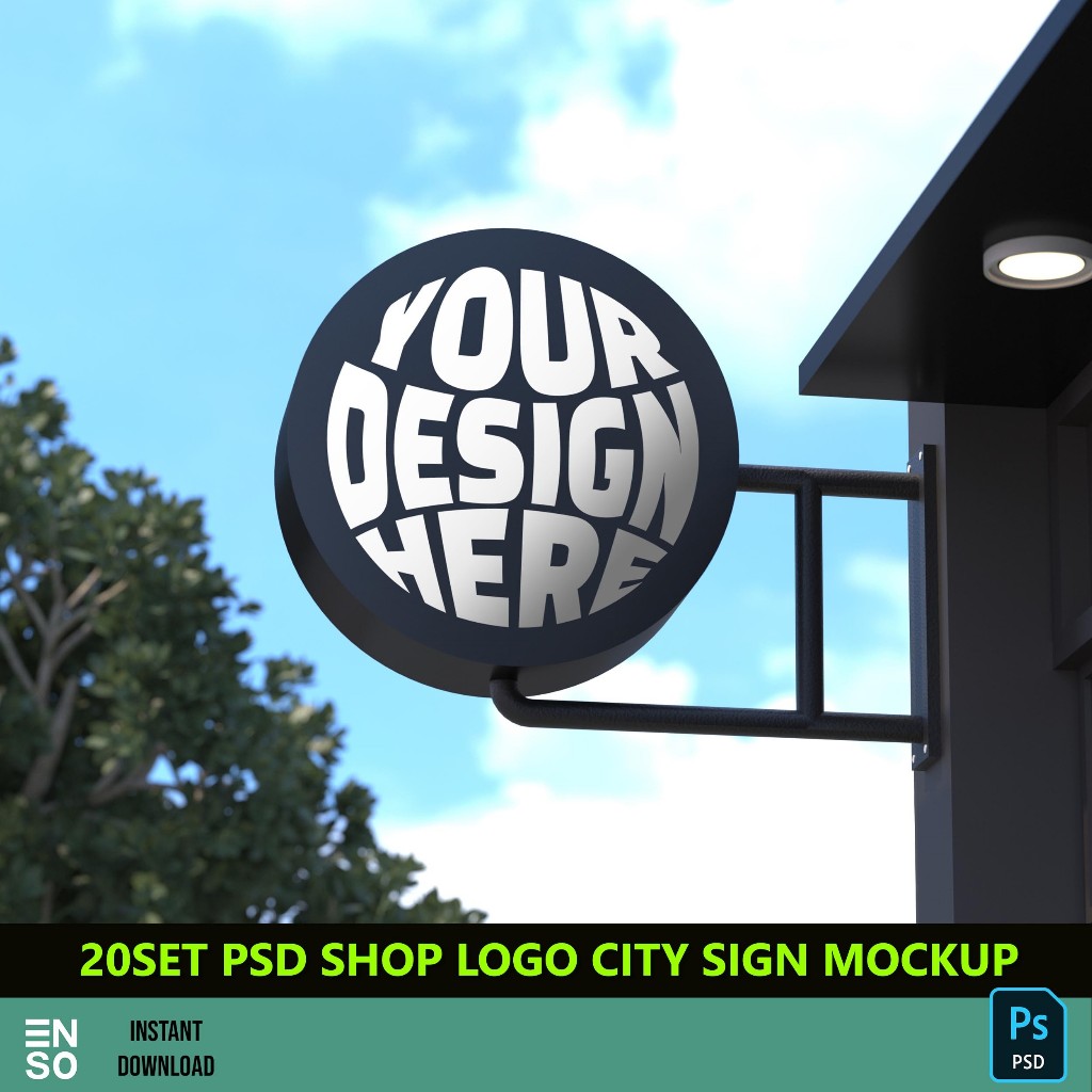 20-Set PSD Shop Logo City Sign Mockup Template | Editable Mockup Design ...