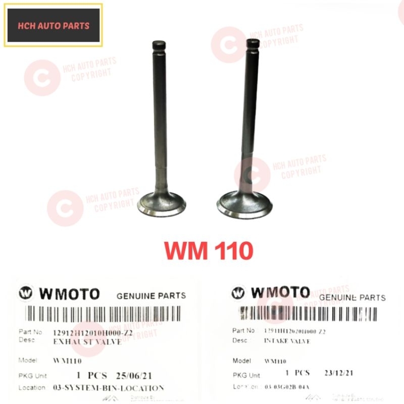 VALVE SET (INTAKE & EXHAUST) & VALVE SEAL - WMOTO - WM 110 (ORIGINAL ...