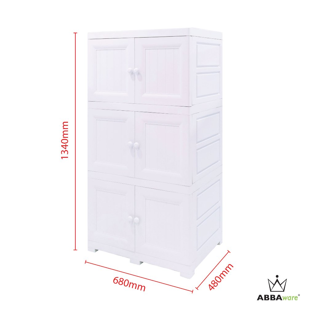 Abbaware Wardrobe Wooden design with Mirror / Almari Baju/ Storage ...