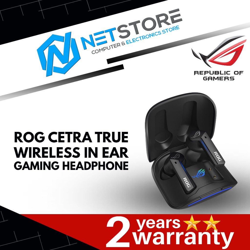 ASUS ROG CETRA TRUE WIRELESS IN EAR GAMING HEADPHONE WITH CHARGING CASE ...