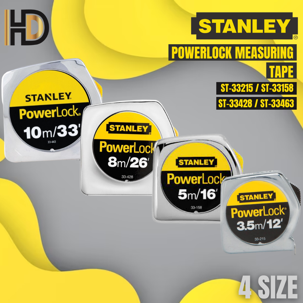 STANLEY 3.5M / 5M / 8M / 10M POWERLOCK Ruler Measuring Tape / STANLEY 33-215 + 33-158 + 33-428 ...