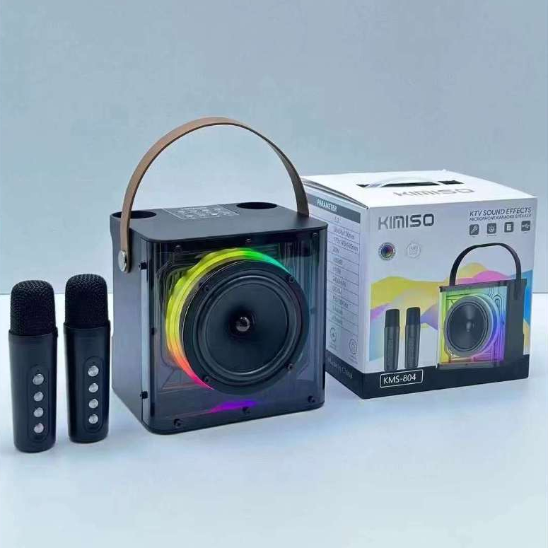 KIMISO KMS-804 RGB Luminous Wireless Bluetooth Dual Microphone Karaoke ...