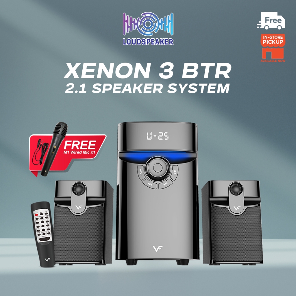 Vinnfier VF Xenon 3 BTR Wireless Bluetooth Multimedia 2.1 Speaker Aux Line Remote Control Dual ...
