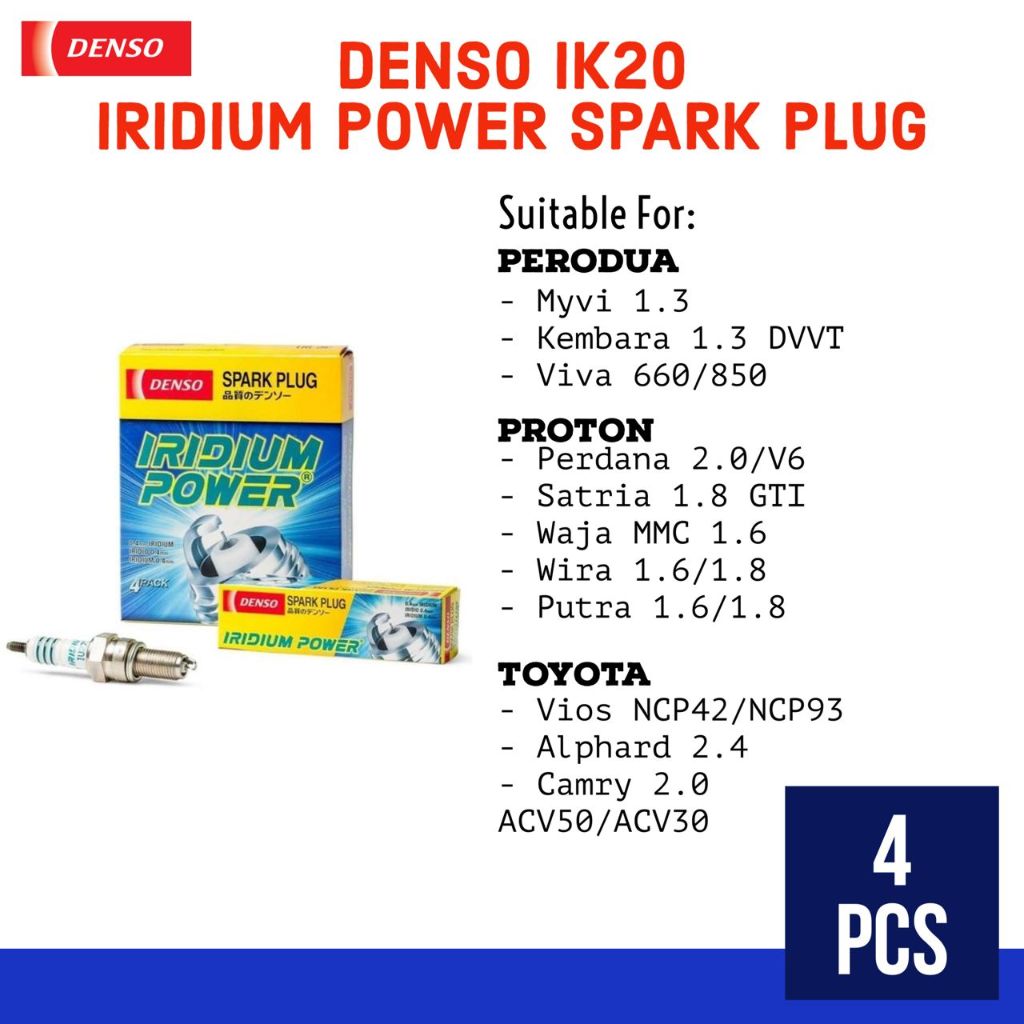 【READY STOCK】DENSO IK20 IRIDIUM SPARK PLUG - MYVI/KEMBARA/VIVA/WAJA ...