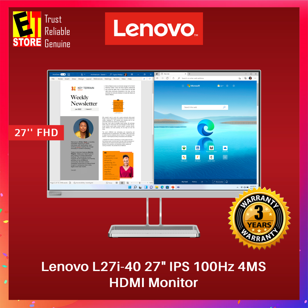 Lenovo MONITOR L24-4E 24"" IPS / L27I-4A 27" IPS FHD SLIM BEZEL /100Hz ...