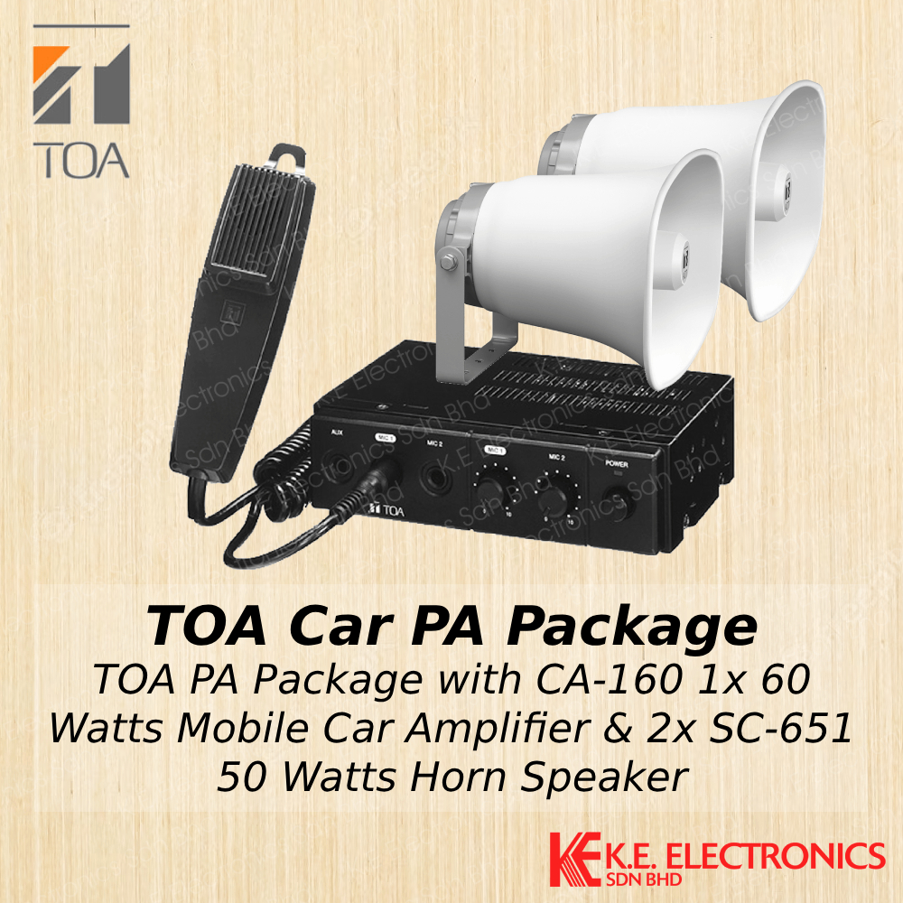TOA PA Package with 1x CA160 Mobile Car Amplifier & 2x SC651 50 Watts Horn Speaker | Shopee Malaysia