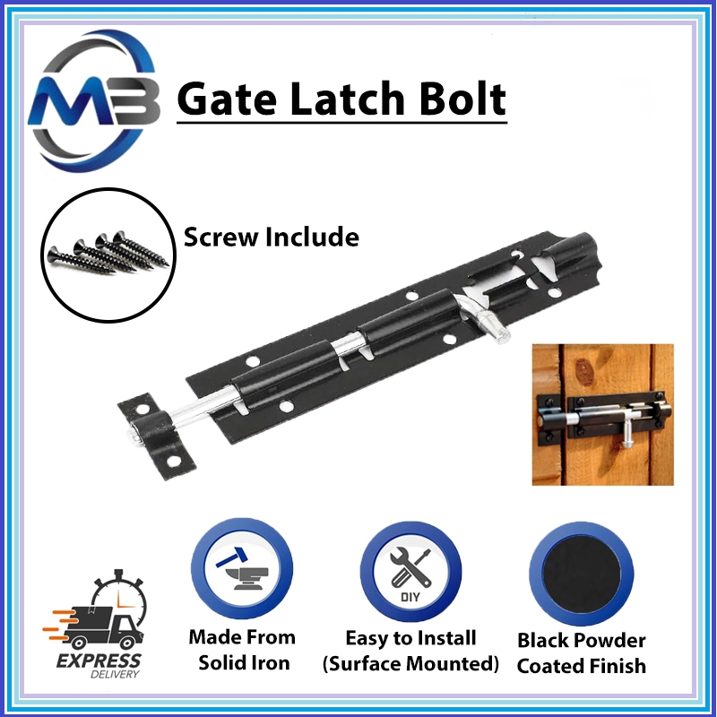 Selak Pintu Hitam | Black Iron Door Latch Anti-Theft Security Door Lock ...