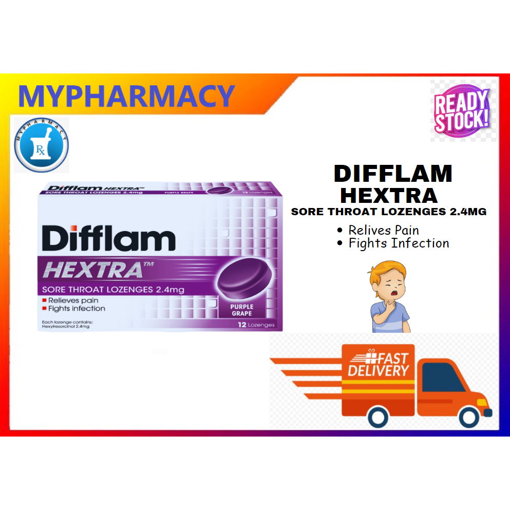 DIFFLAM HEXTRA SORE THROAT LOZENGES 2.4MG 12'S | Shopee Malaysia