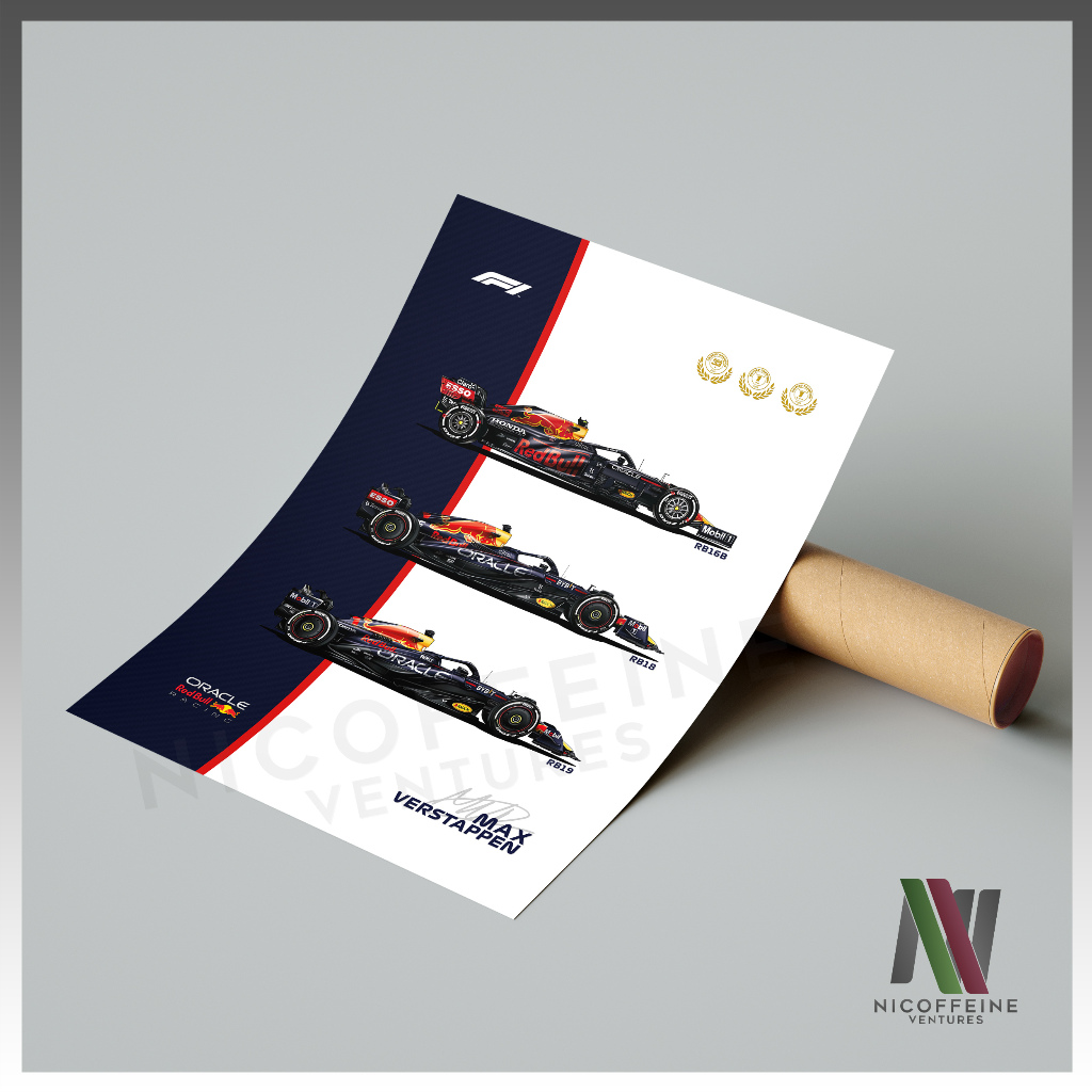 [Poster Only] Max Verstappen MV1 MV33 RB16B RB18 RB19 World Champion ...