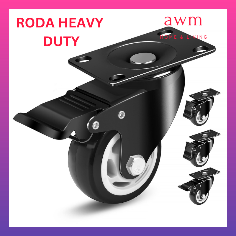 AWM Heavy Duty Furniture Castor with break 360 degree rotation pusing ...