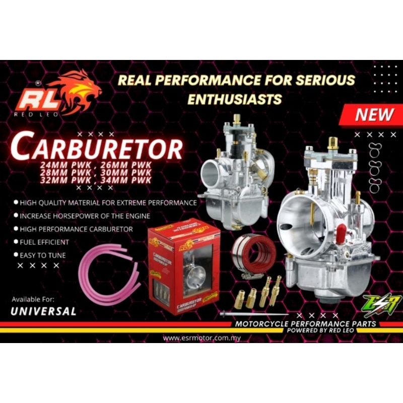 《ESR REDLEO》 New Model ESR PWK Racing Carburetor 24mm 26mm 28mm 30mm ...
