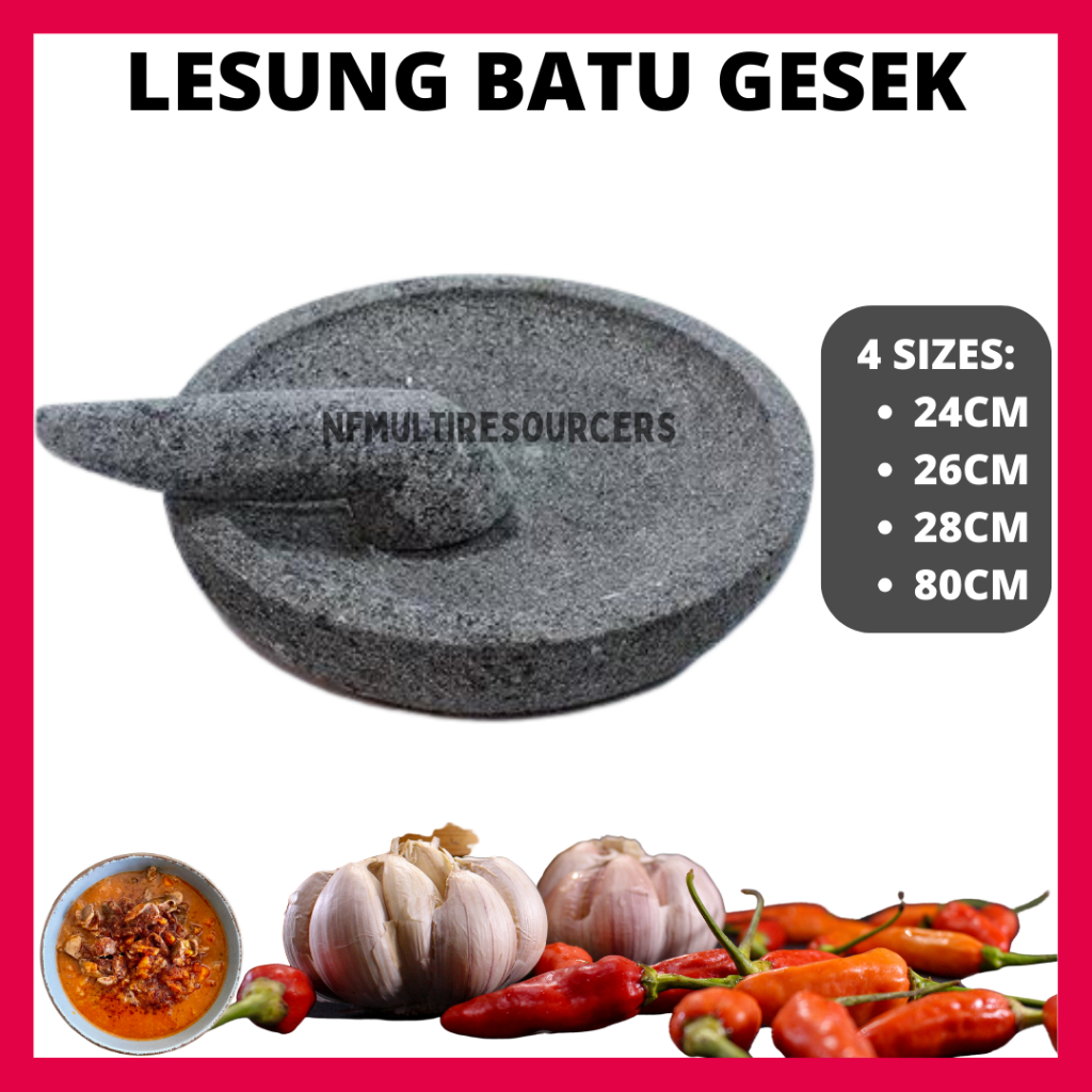 (24CM-30CM) Lesung Batu Gesek Lava Merapi Cobek Ulek Batu Batu Mortar ...
