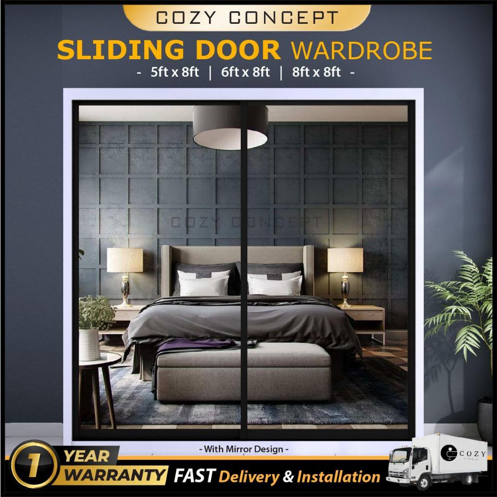 [FREE INSTALL] Almari Baju Full Cermin / Mirror Wardrobe Sliding Door ...
