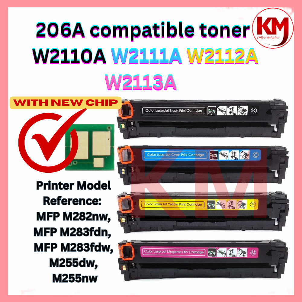 HP 206A W2110A W2111A W2112A W2113A 206 Color Laserjet Pro MFP M282nw ...
