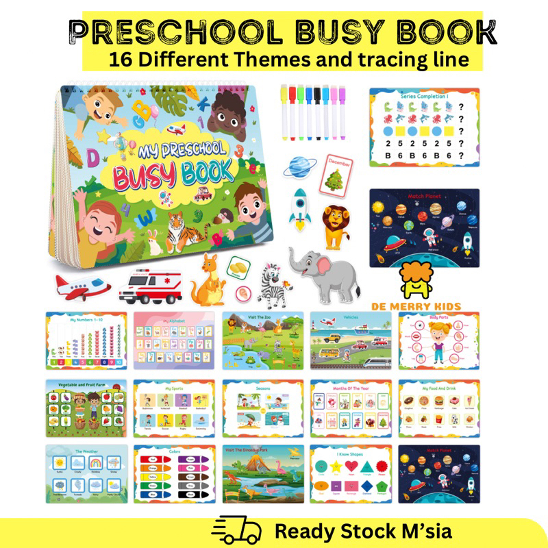 My Preschool Busy Book 16 Theme Activity book Quite Book for Preschool ...