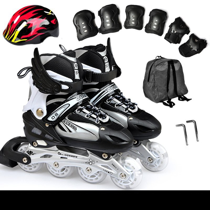 Roller Skating Kasut Roda Hitam Kasut Roda Kasut Tulen Berturut-Turut ...
