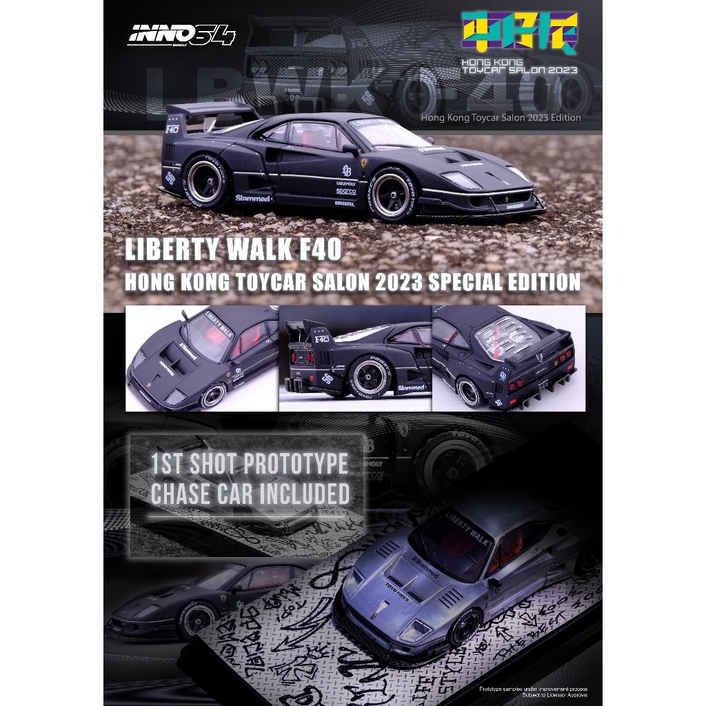 INNO MODELS INNO64 1/64 LIBERTY WALK LBWK F40 MATTE BLACK HONG KONG ...