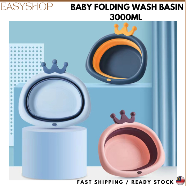 READY STOCK Cute Princess Newborn Baby Folding Bucket Basin Outdoor ...